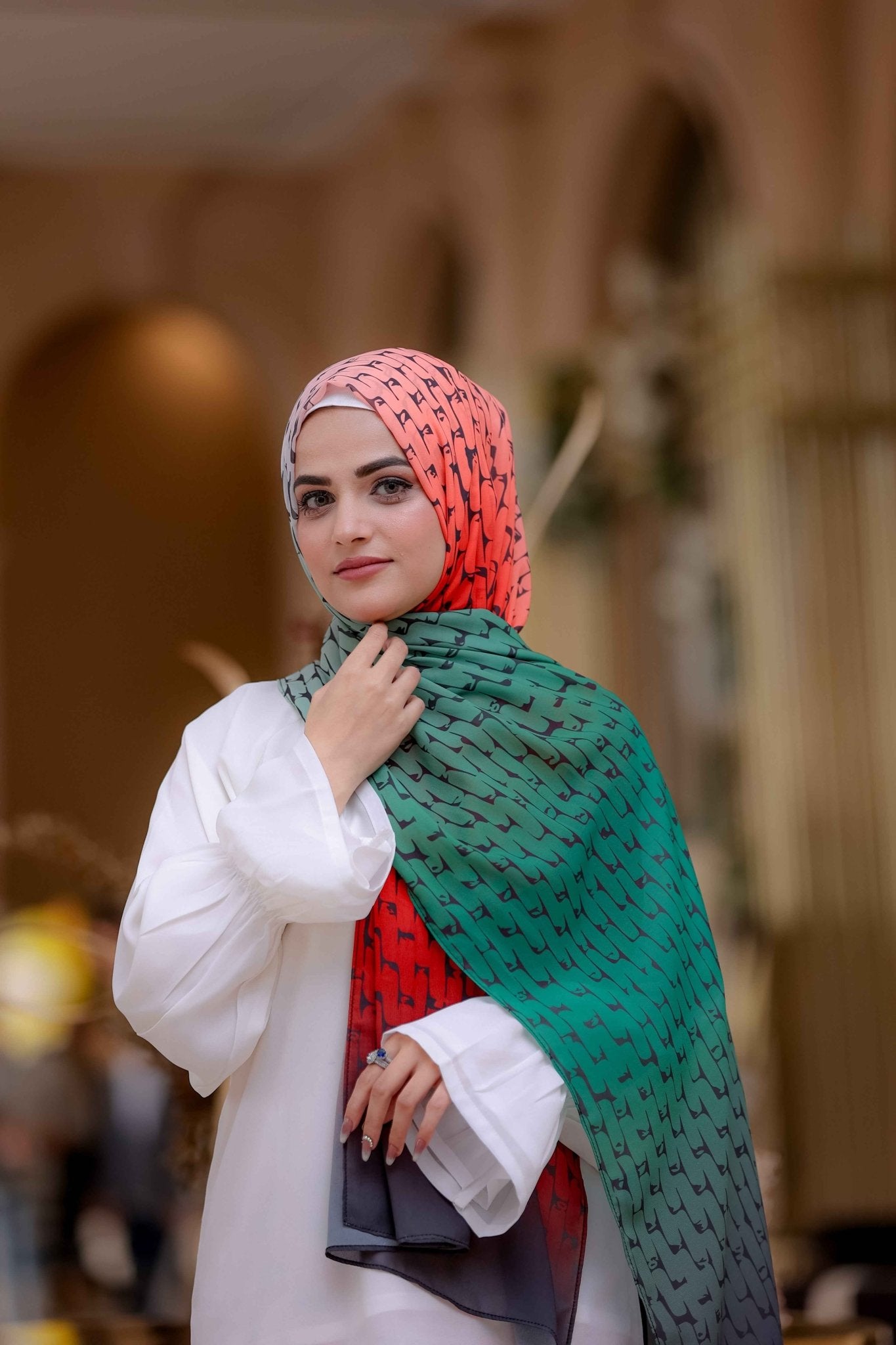 Palestinian Flag Keffiyeh Chiffon Hijab | Luxe Digital Print | Malbus
